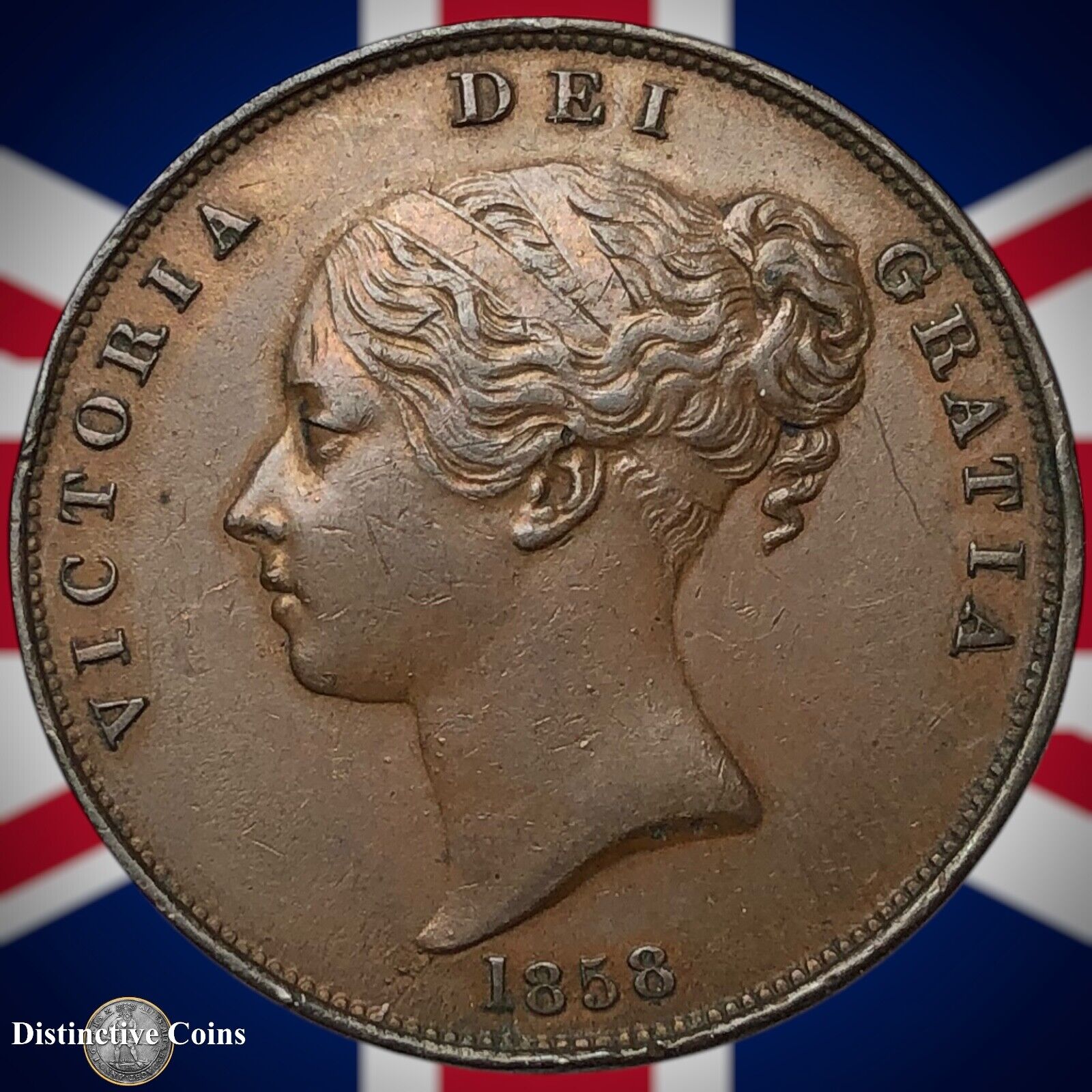 Great Britain 1858 Penny 1d GB6152 – Distinctive Coins