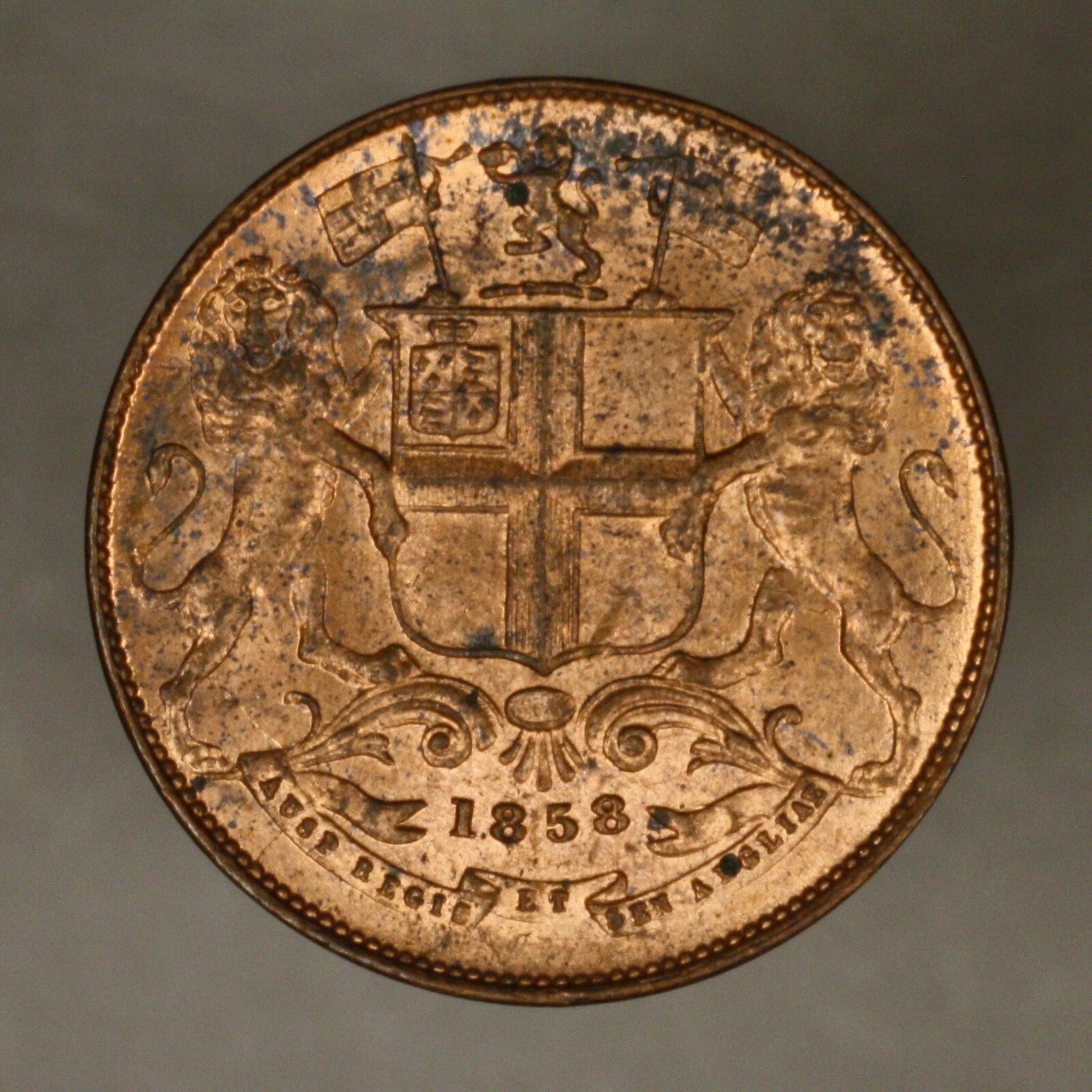 India British 1858 1/4 Anna mostly red BU – Distinctive Coins