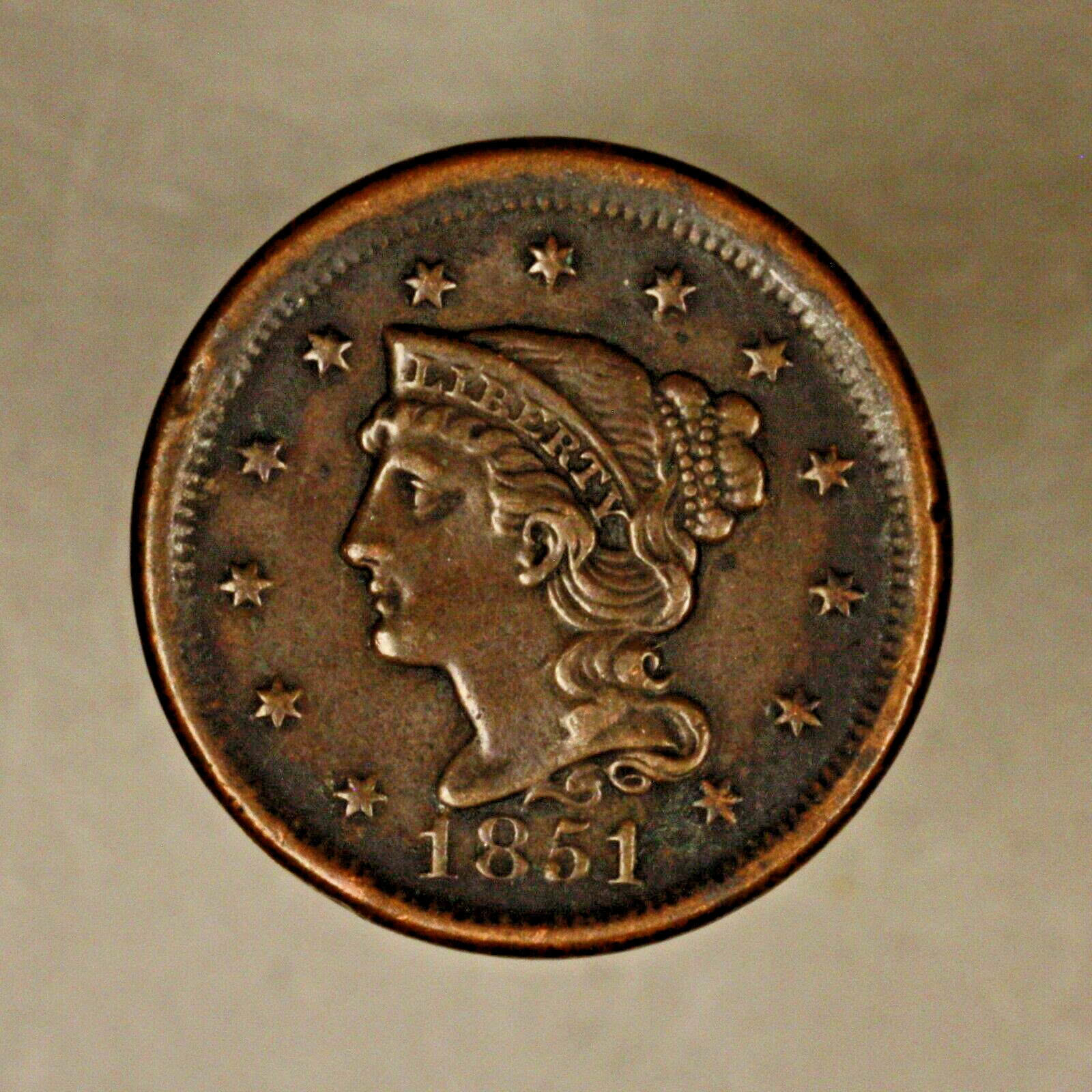 1851 Large Cent Porous Spot Nice Detail – Distinctive Coins